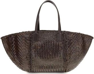 Dragon Diffusion Sac cabas en cuir tress&eacute; - Femme - Sacs - Brun - Taille: ONE Size