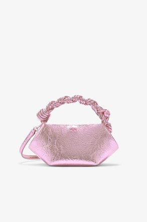 Ganni Mini-Bou-Tasche in Metallic-Optik rosa