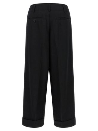 Comme Des Gar&ccedil;ons Wide-Leg Cropped Virgin Wool Trousers - Black