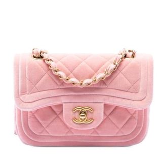 Chanel Pre-owned Gesteppte Samt Flap Bag - - Pre-owned - Damen - Rosa - ONE SIZE