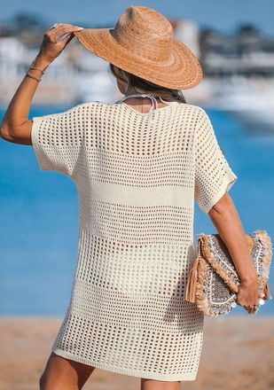 Cupshe Strandkleid Geh&auml;keltes Kurzarm-&Uuml;berkleid