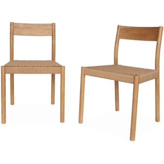 Sweeek 2er-Set St&uuml;hle aus Holz und Seilgeflecht
