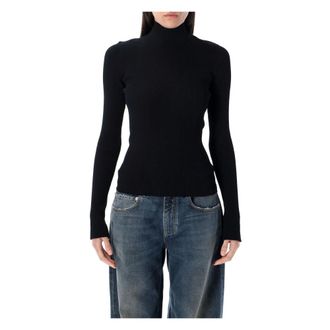Balenciaga Elegantes Spitzen-Turtleneck-Top - - Knitwear - Damen - Schwarzk - S