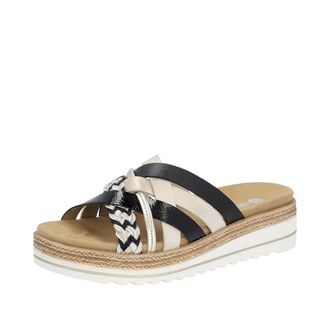 Remonte Damen D0Q50 Sandale, schwarz-Weiss-Gold/Gold/Muschel/Black/schwarz / 02, 42 EU