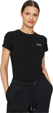 Guess Femme, Tops, Noir, Taille: 36 FR Tshirt MC coton stretch