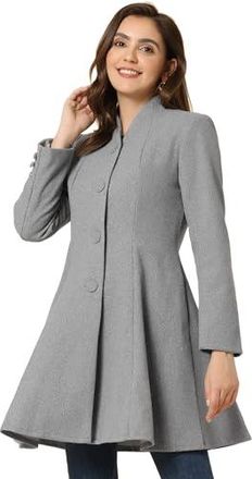 Allegra K Manteau dhiver trap&egrave;ze &agrave; manches longues pour femmes Gris clair XL