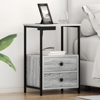 vidaXL Table de nuit avec station de chargement Sonoma gris Vidaxl