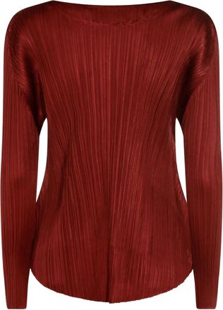 Pleats Please Issey Miyake Plissiertes Langarmshirt - Rot
