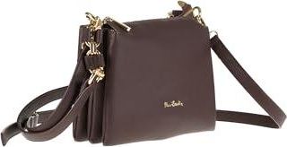 Pierre Cardin Sac &agrave; bandouli&egrave;re pour femme en cuir v&eacute;ritable Made in Italy 24 x 18,5 x 12 cm 55095, marron fonc&eacute;, Taille unique