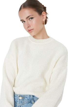 Trendyol Ecru Wide Fit Weiche Texturd Basic Strickwaren Sweater TWOAW23KZ00185