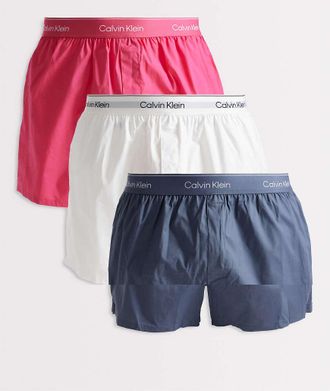Calvin Klein 3er-Pack Boxershorts aus Webstoff in Rosa/Wei&szlig;/Anthrazit-Bunt