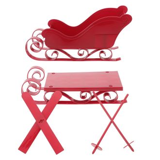 SOLUSTRE Kleiner Weihnachtsschlitten Ornament aus Kunststoff mit Skibrett Leichte Weihnachts Schreibtischdekoration und Foto Hintergrund Langlebige Weihnachtsb