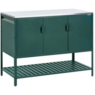 Beliani Outdoor-K&uuml;chenschrank MAENZA Metall Gr&uuml;n