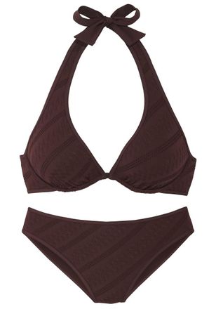 s.Oliver Bügel-Bikini-Set in braun mit Strukturmuster und Neckholder