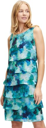 Vera Mont Damen Cocktailkleid mit R&uuml;schen, Green/Blue, 38