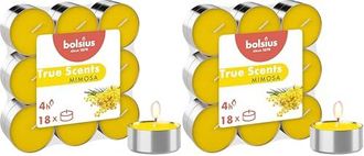 Bolsius Bolsius True Scents - 18 Teelichter - Mimosa - Brenndauer: 4 Stunden - Innendekoration - nat&uuml;rliche Extrakte - mit nat&uuml;rlichem veganem Wachs (Packung 