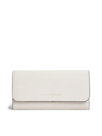Tommy Hilfiger Geldb&ouml;rse TOMMY HILFIGER TH MODERN LRG FLAP WALLET, Damen, creme, Lederimitat, unifarben, Kleinlederwaren, Damen Geldbeutel, Portemonnaie mit Logo-Sch