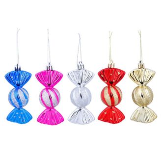 WINOMO 5pcs Weihnachts-Süßigkeiten-Ornamente: Glitzernde Zuckerstangen-Hängeornamente für Weihnachtsbaum, Pfefferminz-Ornamente für Weihnachtsfeier-Dekoratio