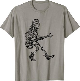 Seembo Skelett spielt Gitarre Lustiger Gitarrist Cool Rock Musiker T-Shirt