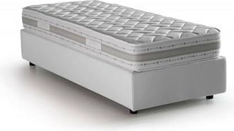 Dmora Talamo Italia - Einzelbett Valentina, Bettkasten mit Stoffbezug, 100 % Made in Italy, &Ouml;ffnung vorne, inklusive Matratze 90 x 200 cm, Wei&szlig;