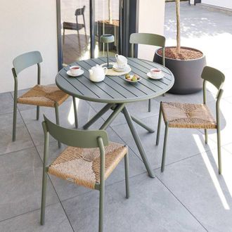 Hesperide Table de jardin 4 places Nebullia D105cm vert laurier - Hesp&eacute;ride