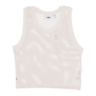 Obey Mesh Tank Top Ungebleicht - - Tops - Damen - Wei&szlig; - M