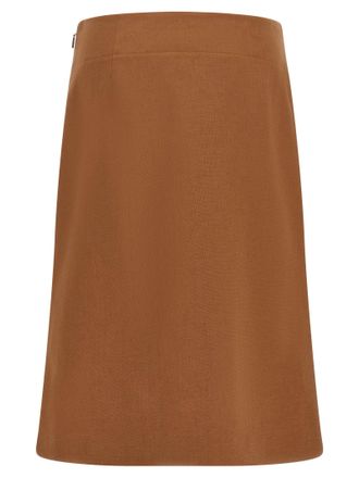 Fendi Linen-Blend Flared Skirt - Tobacco Brown
