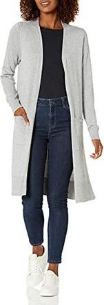 Amazon Essentials Cardigan Léger à Manches Longues et Ouvert sur Le Devant (Disponible en Grande Taille) Femme, Gris Clair Chiné, XS