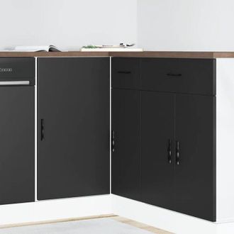 vidaXL Meuble bas du lavabo noir bois dingénierie Vidaxl