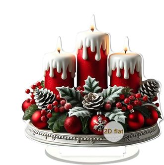 Generic Acryl-Weihnachtsornament - 2D-Dekoration, saisonales Tischschild | Dekorative Mittelraumskulptur f&uuml;r Partys, bunte Plattform-Display mit Wechselzimmer