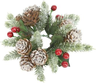 Gisela Graham Kerzenring Weihnachten Frosted Berrie Ring in Zwei Gr&ouml;&szlig;en - 2,5 cm & 7,6 cm, geeignet f&uuml;r Dinner & Stumpenkerzen - Plastik, Wei&szlig;, Rot