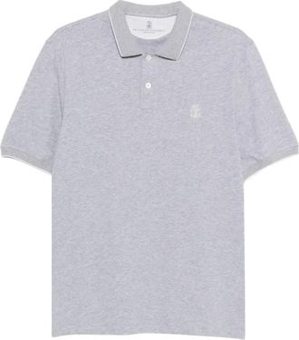Brunello Cucinelli Homme, Tops, Gris, Taille: S Polo en Piqu&eacute; de Coton