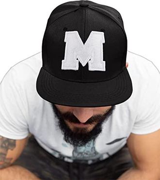 4sold ABC Letter Casquette Snapback en Noir/Blanc avec les lettres A &agrave; Z (M)