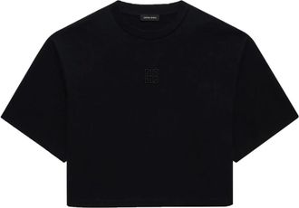 Anine Bing Femme, Tops, Noir, Taille: 36 FR Haut Noir &agrave; Col Rond et Manches Courtes