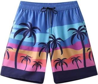 Generic HUIWDP Short de plage pour homme Style vacances Sport Cinq points Coupe ample Surf S&eacute;chage rapide avec doublure int&eacute;rieure, A17, XXL