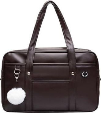 Generic Sac d&eacute;cole en cuir de qualit&eacute; sup&eacute;rieure pour uniforme d&eacute;tudiant, sac &agrave; main japonais en cuir PU de grande capacit&eacute; avec trou pour c&acirc;ble pour &eacute;couteur