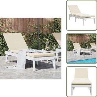 vidaXL The Living Store Sonnenliege mit Auflage Wei&szlig; 186x60x29 cm PP - Sonnenliege - Gartenliege - Poolliege - Relaxliege - Auflagen