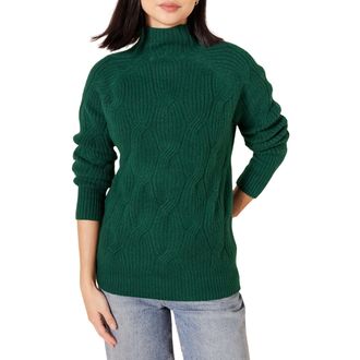 Amazon Essentials Damen Soft Touch Trichterkragen Zopfpullover Dunkelgrün, Größe XXL