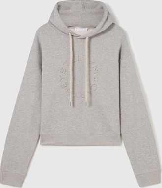 Stella McCartney Logo-Embroidered Cropped Hoodie, Woman, Light grey melange, Size: XS