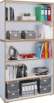 VCM Holzregal stehend | platzsparender Aktenschrank | Ma&szlig;e ca. B. 100 x H. 183 x T. 33 cm | Elegantes Regal | B&uuml;roregal - Salia 5fach B. 100 cm