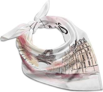 Generic Foulard carré en soie aquarelle Paris - Tour Eiffel - Écharpe légère pour cheveux - Respirant - Cadeau pour femme et homme, multicolore, 60x60cm