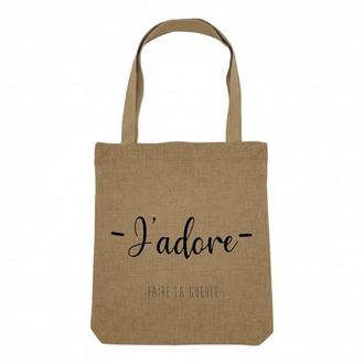 Fabulous Sac Shopping Tote Bag Aspect Lin - Jadore Faire La Gueule Humour Drole - Sac de Courses Toile Epaisse 360g Beige Naturel Cabas Port&eacute; Epaule Solide Imp