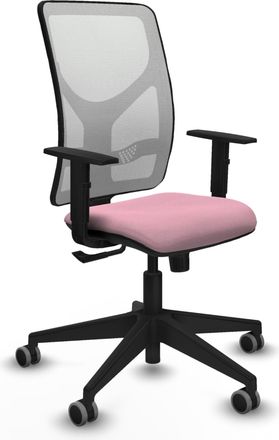 Piqueras y Crespo Schreibtischstuhl mit Rollen, Rosa, mit 1D-Armlehnen, h&ouml;henverstellbare Lendenwirbelst&uuml;tze, ausgestattet mit 3 Positionen und Schneideschaum, Wei&szlig;/Ros