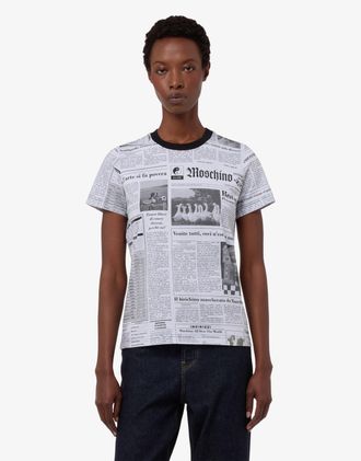 Moschino T-shirt en jersey de coton biologique imprim&eacute; - Gris