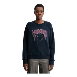 Zadig&Voltaire Femme, Sweatshirts et sweats &agrave; capuche, Bleu, Taille: 42 FR SweaT-shirt graphique orn&eacute;
