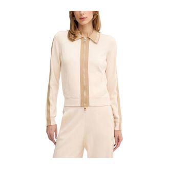 Elisabetta Franchi Femme, Pulls, Beige, Taille: 42 FR Cardigan zipp&eacute;