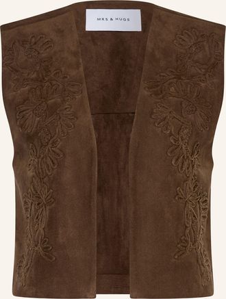 Mrs & Hugs Mrs & Hugs Blazerweste In Lederoptik braun