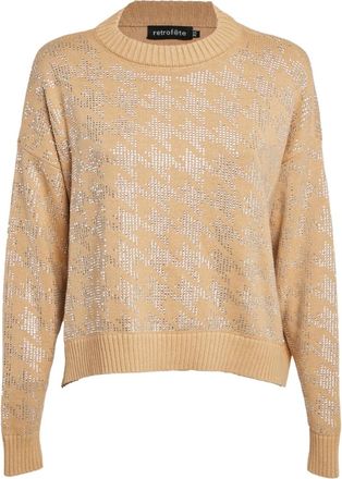 Retrofête pull à ornements en cristal - Tons neutres