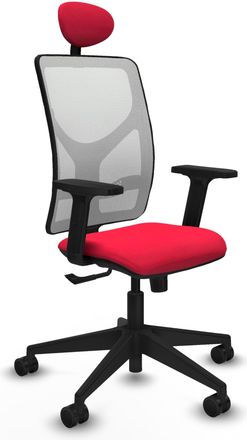 Piqueras y Crespo Roter Schreibtischstuhl mit 2D-Armlehnen, h&ouml;henverstellbarer Lendenwirbelst&uuml;tze und festem Kopfteil, ausgestattet mit 3 Positionen und Schneidschaum, 