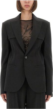 Jean Paul Gaultier Femme, Vestes, Noir, Taille: 40 FR Blazer crois&eacute; en m&eacute;lange de laine